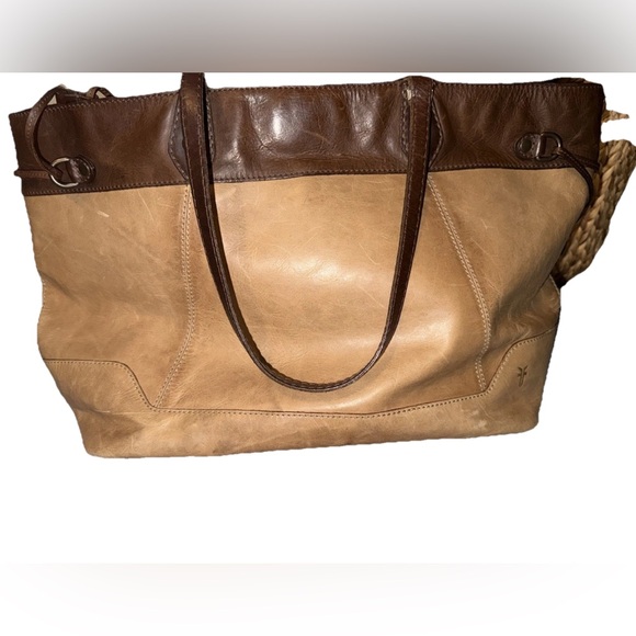 Frye | Bags | Frye Cognac Genuine Leather Tote Bag Fine Collection ...